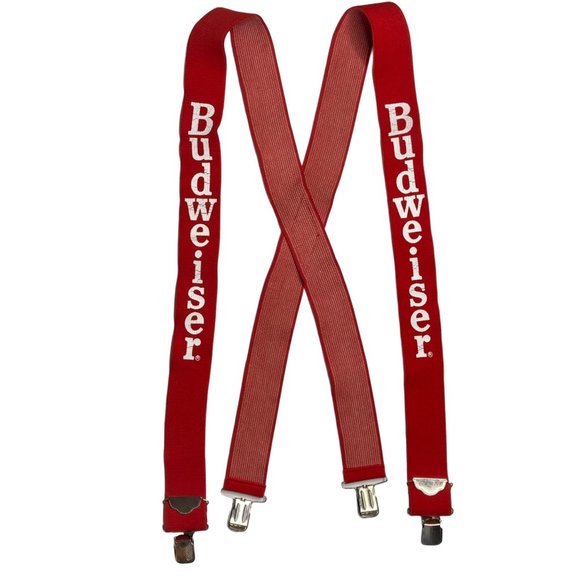 Big Bud Press | Accessories | Vintage Budweiser Suspenders Red Silver ...